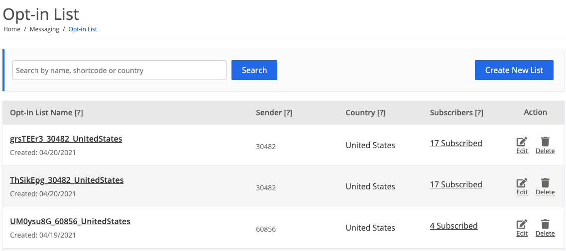 Opt-In List - Skycore: Create a list and manage subscribers