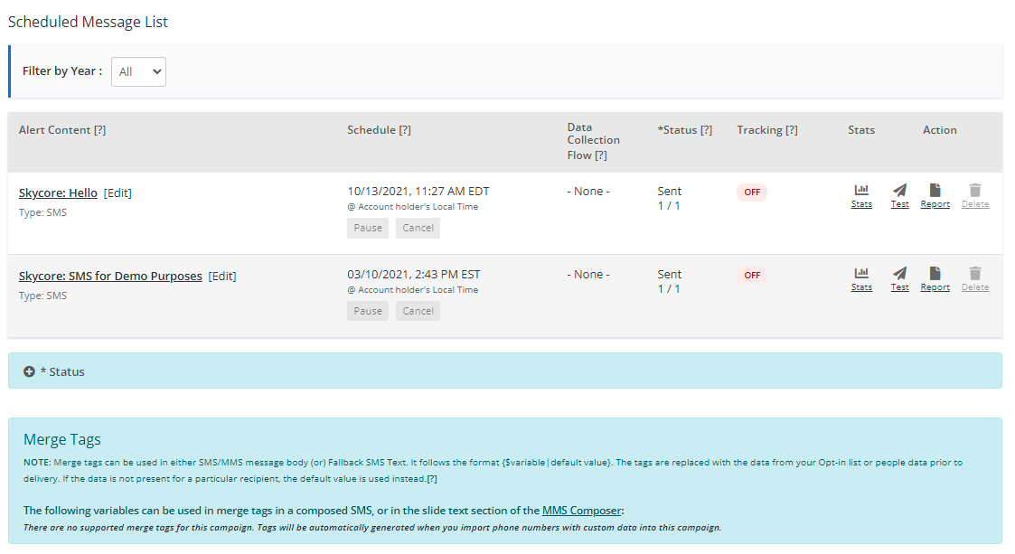 Message Scheduling - Skycore